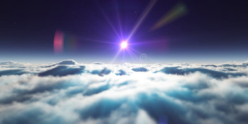 Dream Fly Above Clouds Ray Light Stock Illustration - Illustration of ...
