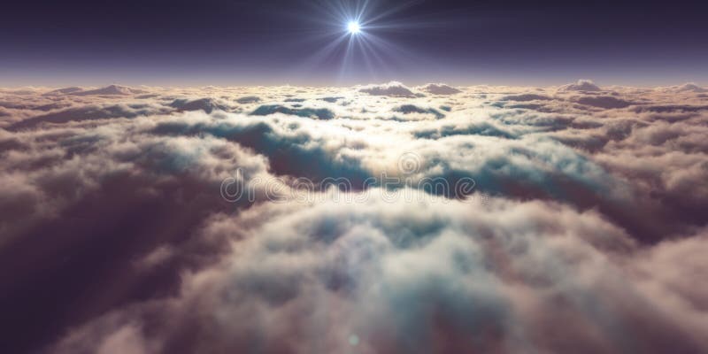 Dream Fly Above Clouds Ray Light Stock Illustration - Illustration of ...
