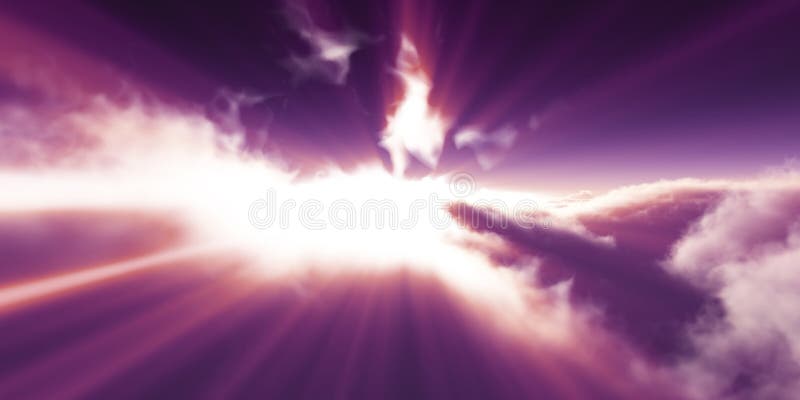 Dream Fly Above Clouds Ray Light Stock Illustration - Illustration of ...