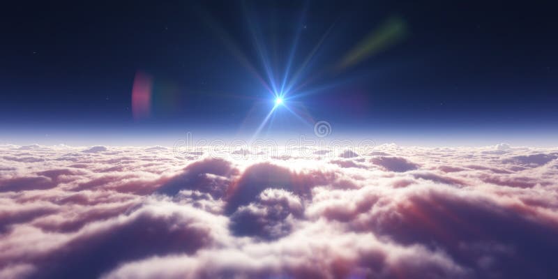 Dream Fly Above Clouds Ray Light Stock Illustration - Illustration of ...