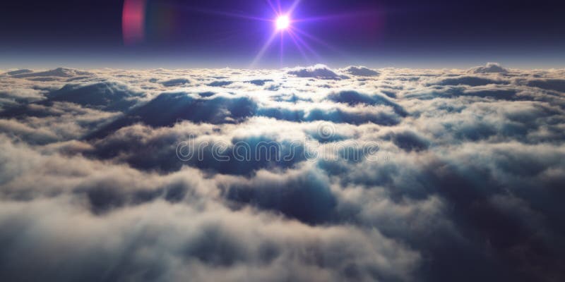 Dream Fly Above Clouds Ray Light Stock Illustration - Illustration of ...
