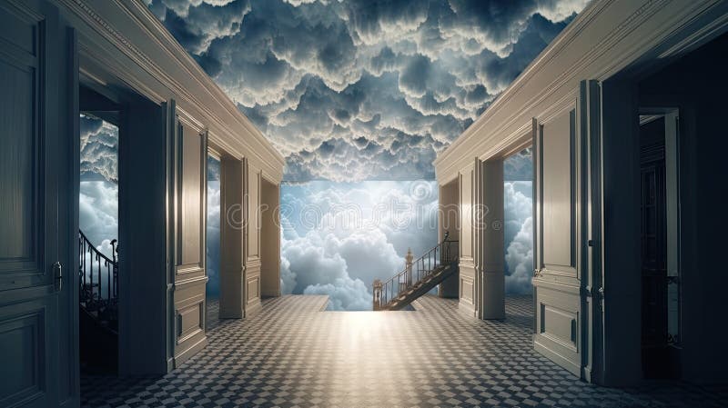 Dream home in heaven stock illustration. Illustration of enter - 285066688