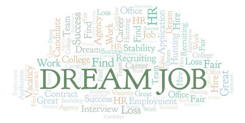 Dream Job word cloud. stock illustration. Illustration of cloud - 127780965