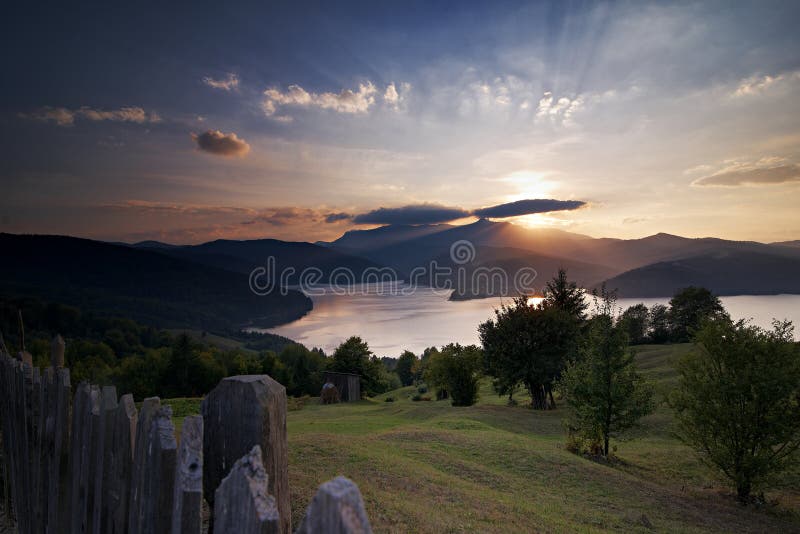 Dream landscape at sunset stock image. Image of sunset - 49691265