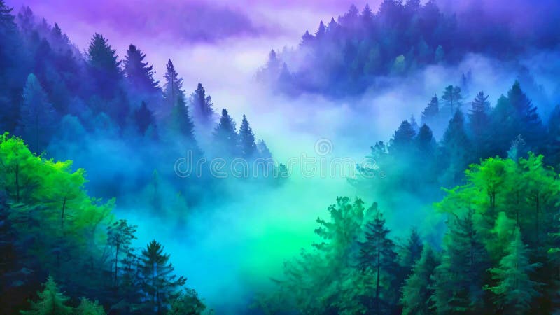 A Dream Like Forest Scene with Gradient Stock Illustration ...