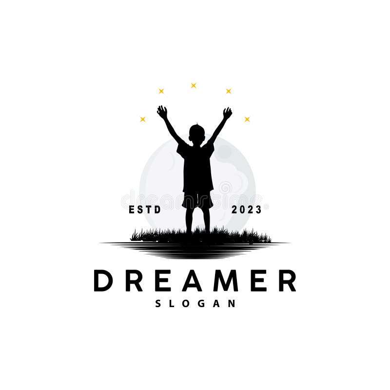 Dream Logo, Kid Dream Inspirational Design, Vector Reaching Star Fun ...