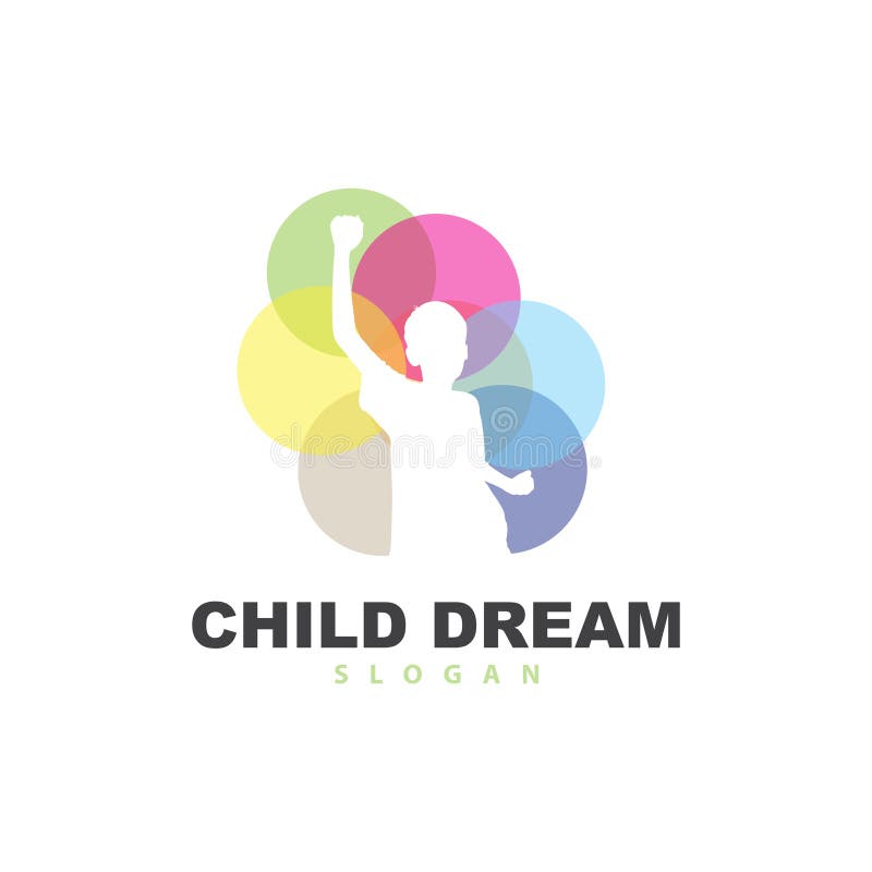 Dream Logo, Kid Dream Inspirational Design, Vector Reaching Star Fun ...