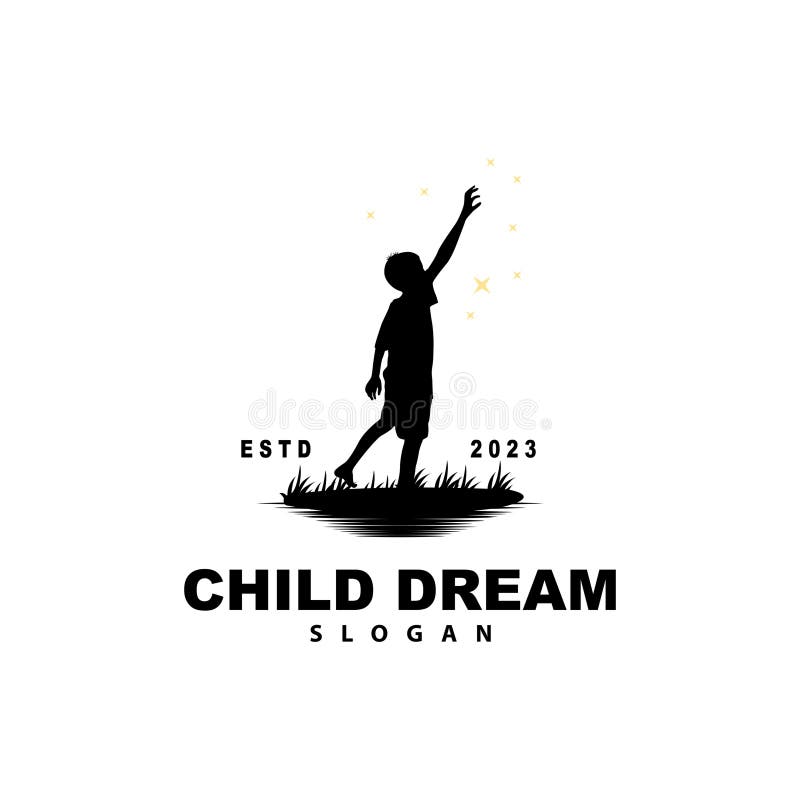 Dream Logo, Kid Dream Inspirational Design, Vector Reaching Star Fun ...