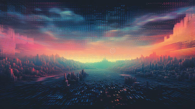 Dream Pixelated Dreams Landscape Stock Illustration - Illustration of ...