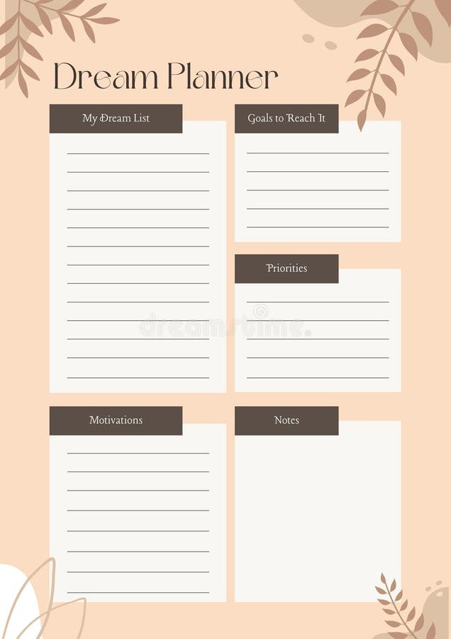 Dream Planner Digital Planning Insert Sheet Printable Page Template ...