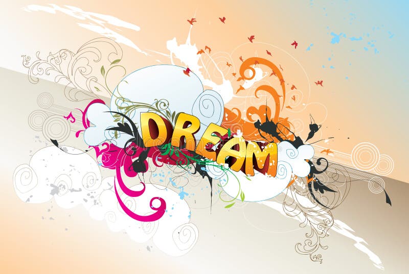 Dream text stock vector. Illustration of vintages, floral - 12985647