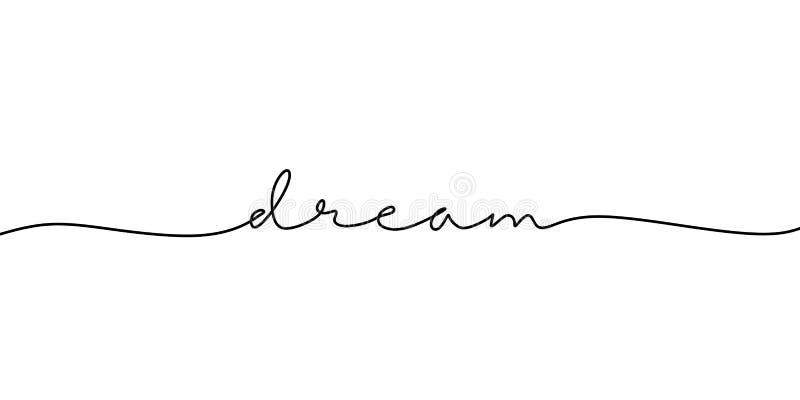 Dream Text Continuous One Line Drawing. Phrase Word Minimalism Stock ...