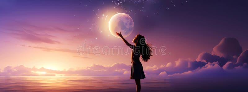 Dream of Touching the Moon, AI Generated Stock Illustration ...