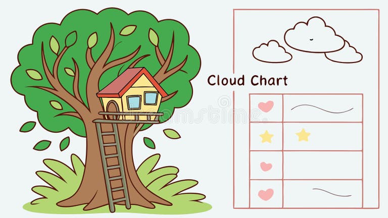 Dream Treehouse Chart. Imaginary Cloud Planner, Creative Play, Vector Design Generative AI Stock ...