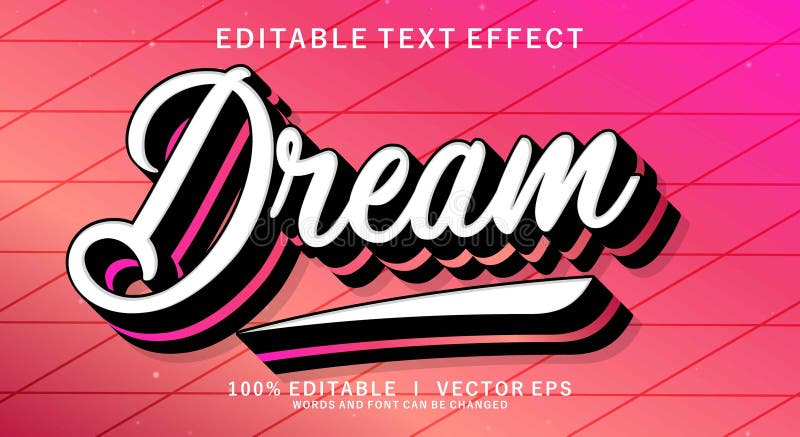 Dream Vector Text Effect with Modern Style Design Stock Vector ...