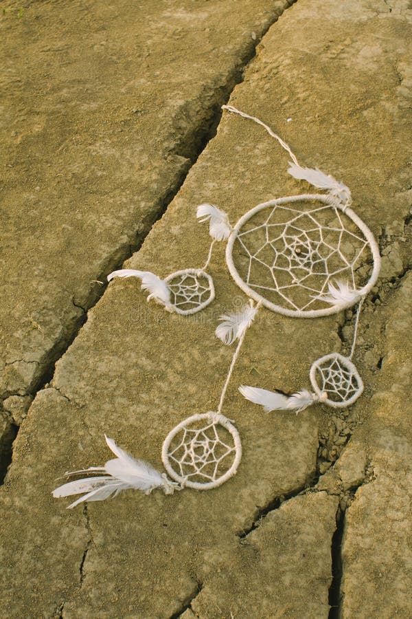 Dreamcatcher in a Dry Land.Top View.Lay Flat. Stock Photo - Image of ...