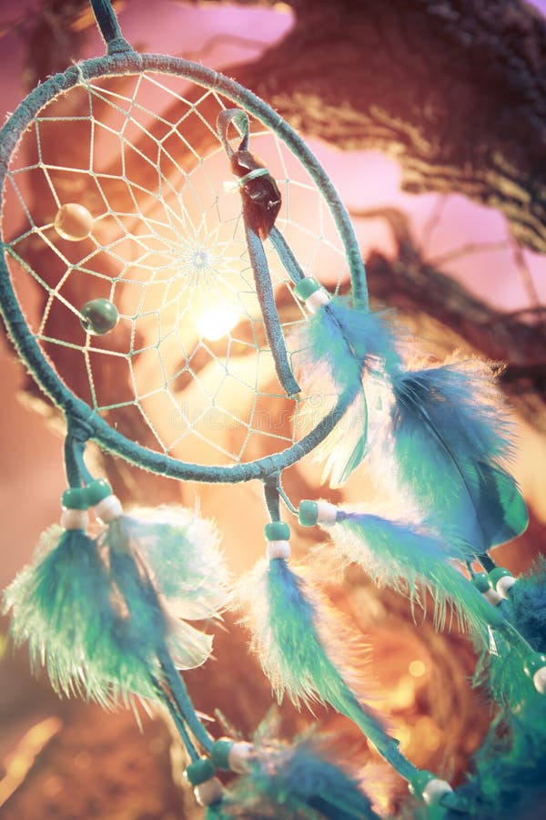 Dreamcatcher on a Forest at Sunset Stock Photo - Image of mystical ...