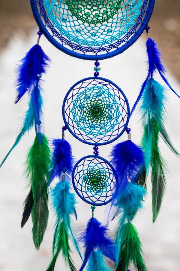 Dreamcatcher Made of Feathers, Leather, Beads, and Ropes Stock Photo ...