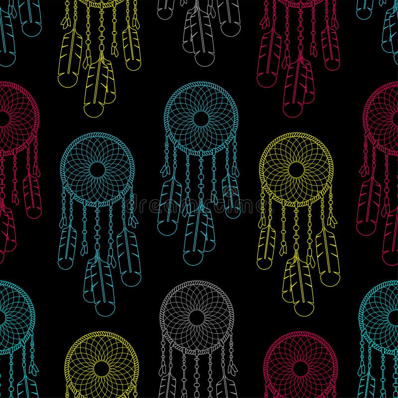 Dreamcatcher Pattern Seamless. Dream Catcher Background Stock Vector ...