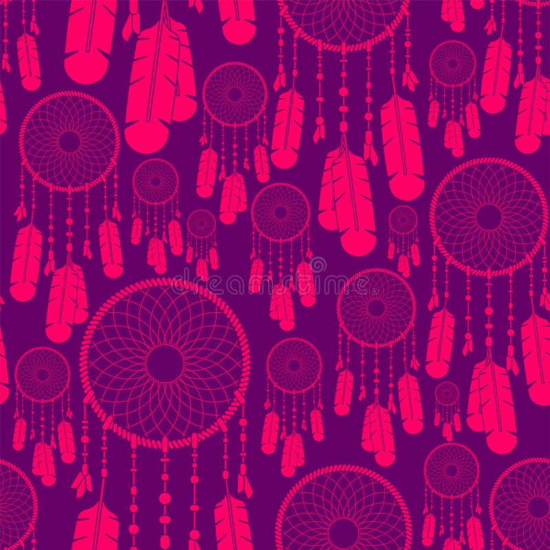 Dreamcatcher Pattern Seamless. Dream Catcher Background Stock Vector ...