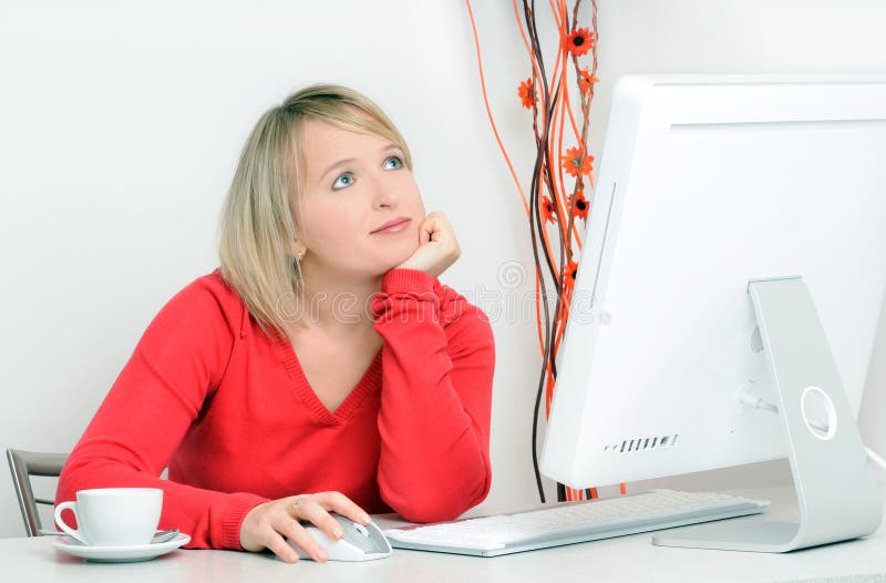 Dreaming with computer stock image. Image of white, relax - 7837277