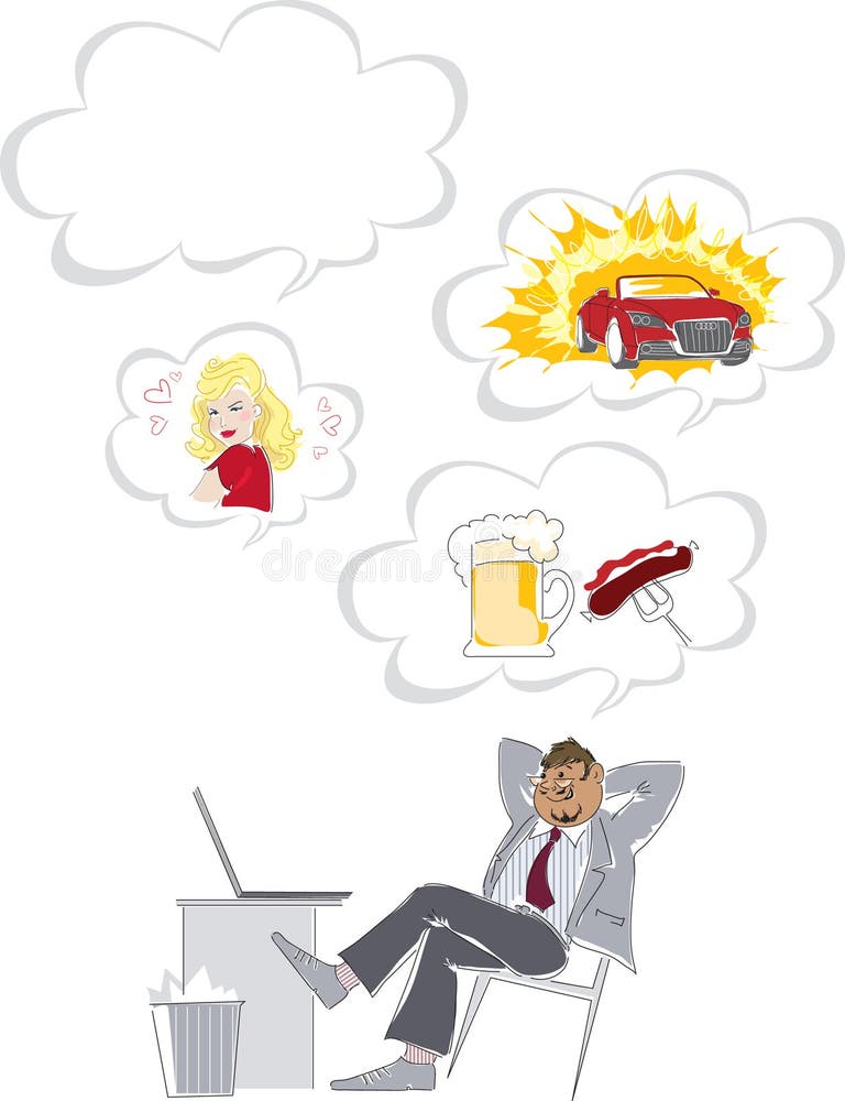 Cartoon Man Dreaming Imagining Stock Illustrations – 74 Cartoon Man ...