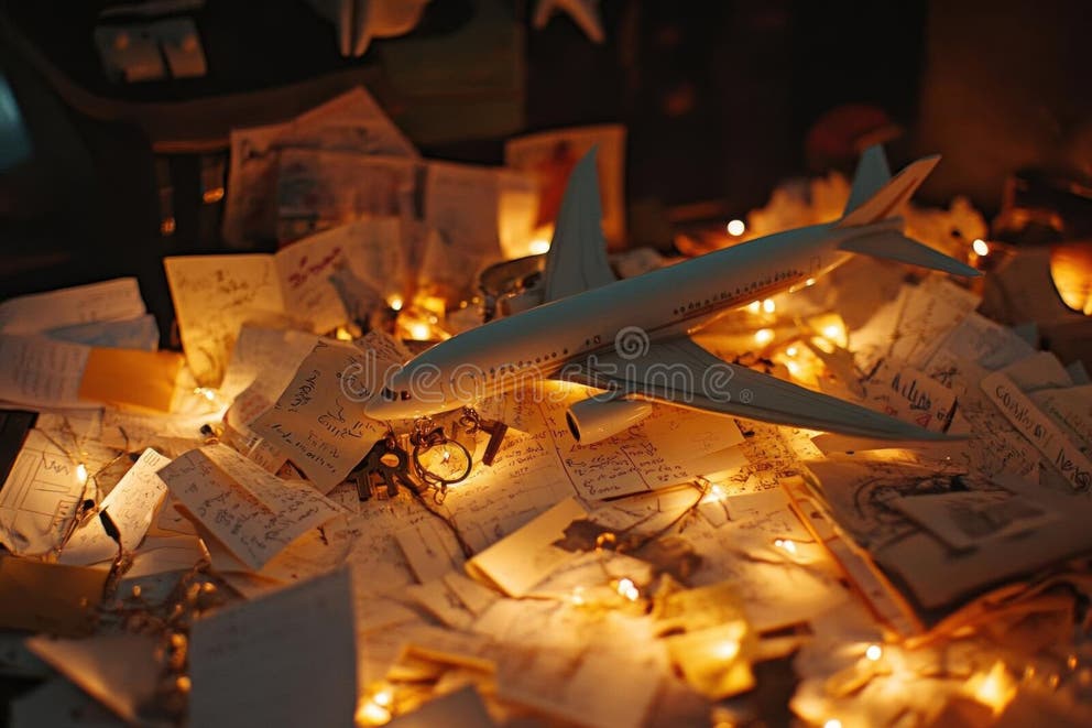 Dreaming of Flight, Model Airplane Rests on Handwritten Notes with ...