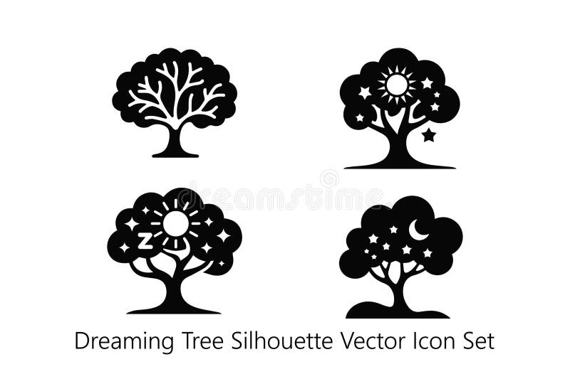 Dreaming Tree Silhouette Icon Set Stock Illustrations – 19 Dreaming ...