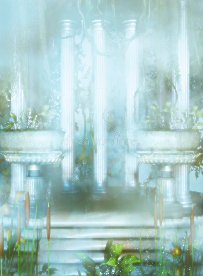 Fantasy columns and wall stock illustration. Illustration of background ...