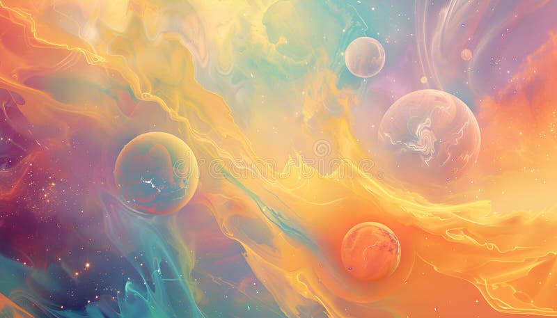 Dreamlike Abstract Space Scene Featuring Celestial Orbs and Distorted ...