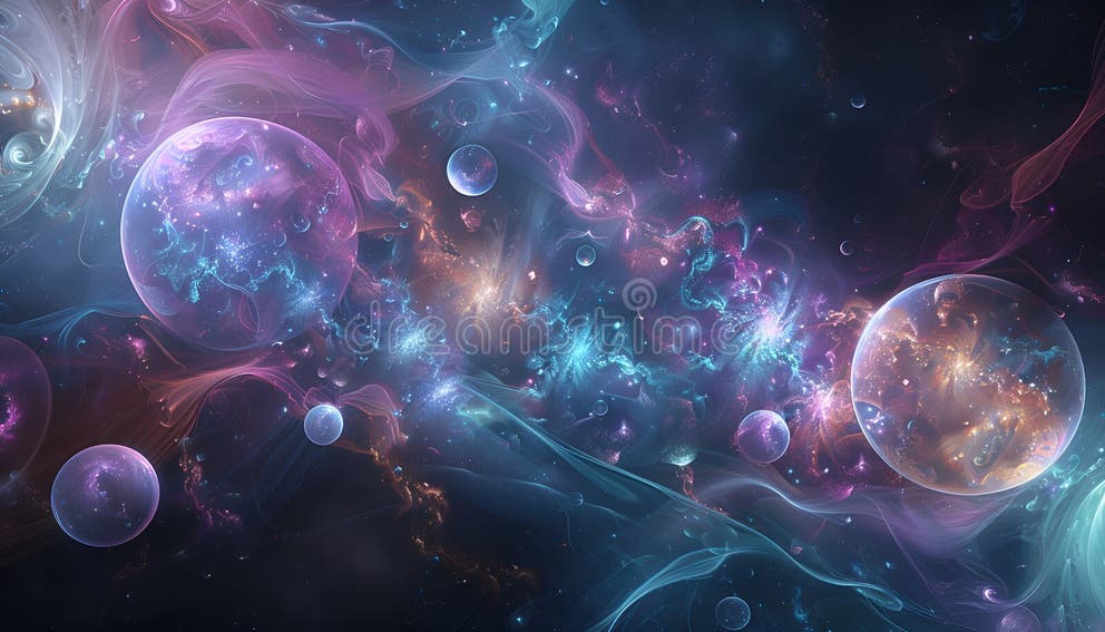 Dreamlike Abstract Space Scene Featuring Celestial Orbs and Distorted ...