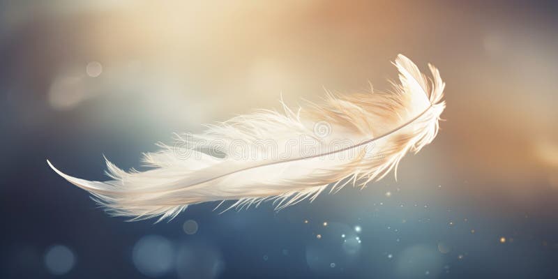 Dreamlike Feather in Tranquil Blue Background Stock Illustration ...
