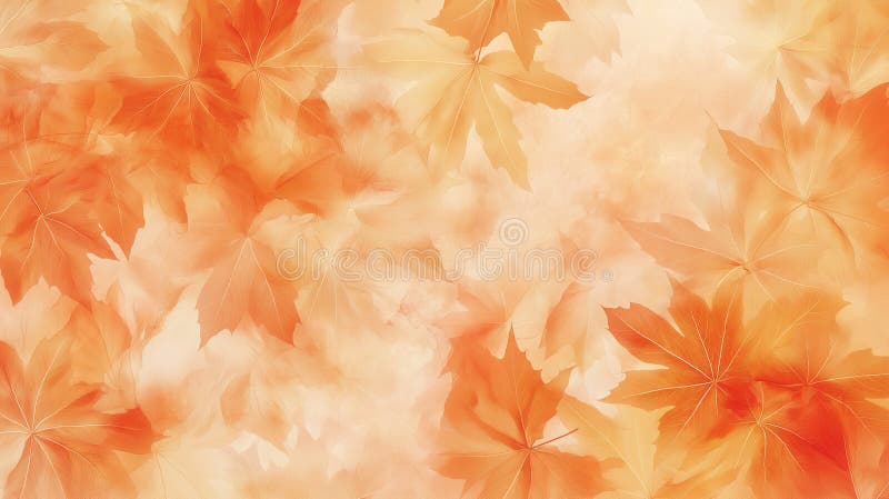 Background Featuring a Pattern of Fall Leave, Light Orange and Green ...