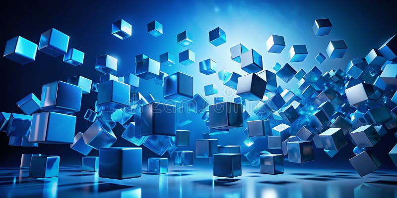 Dreamlike Blue Cubes a Surreal Abstract Exploration of Depth and ...