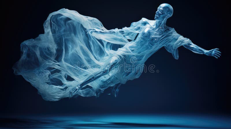 Dreamlike blue skeleton stock illustration. Illustration of ghostly ...