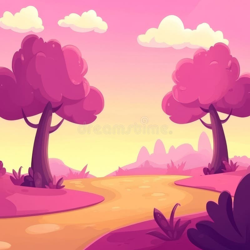 A Dreamlike Candy Scene with Lollipop Trees and a Confectionery Path ...