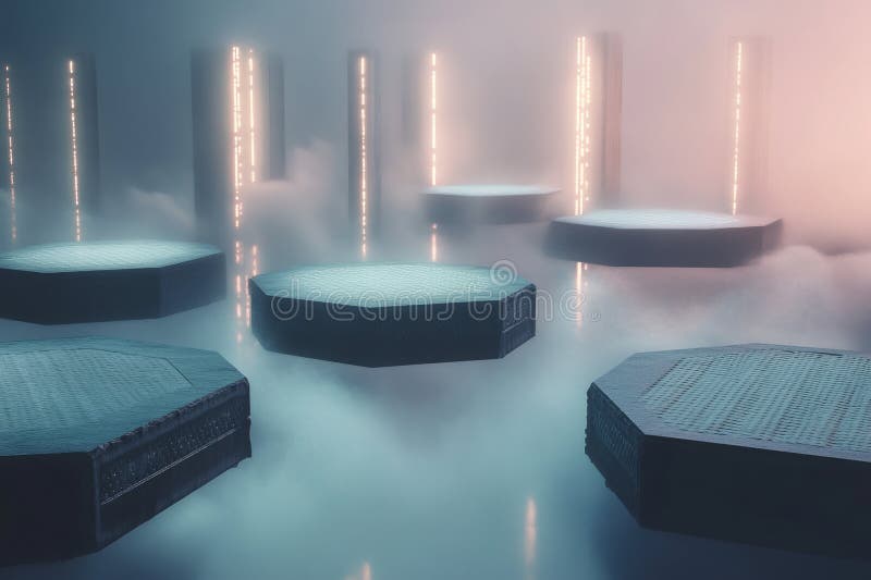 A Dreamlike 3D Background Where Hexagonal Platforms Seem To Float in a ...