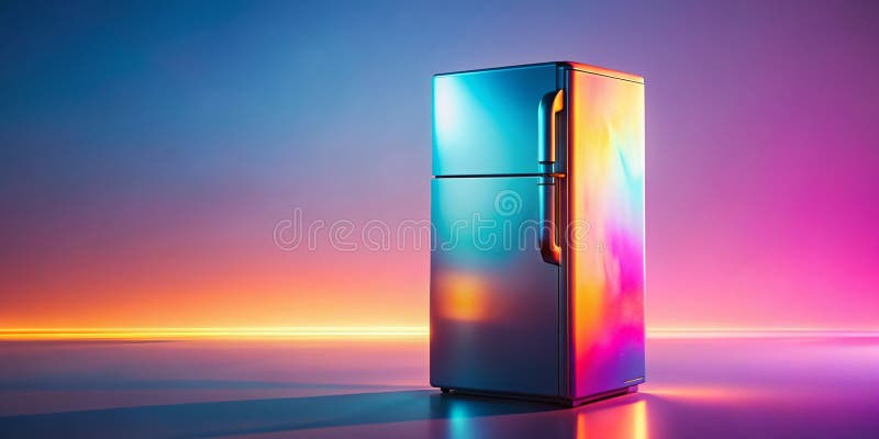 A Dreamlike Floating Refrigerator Against a Pristine White Background ...