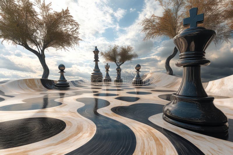 A Dreamlike, Gravity-defying Chessboard Landscape, Where Giant Chess ...