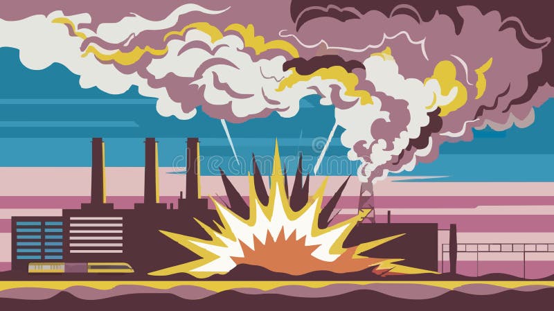 Dreamlike Image of an Industrial Area with a Surreal Explosion and ...