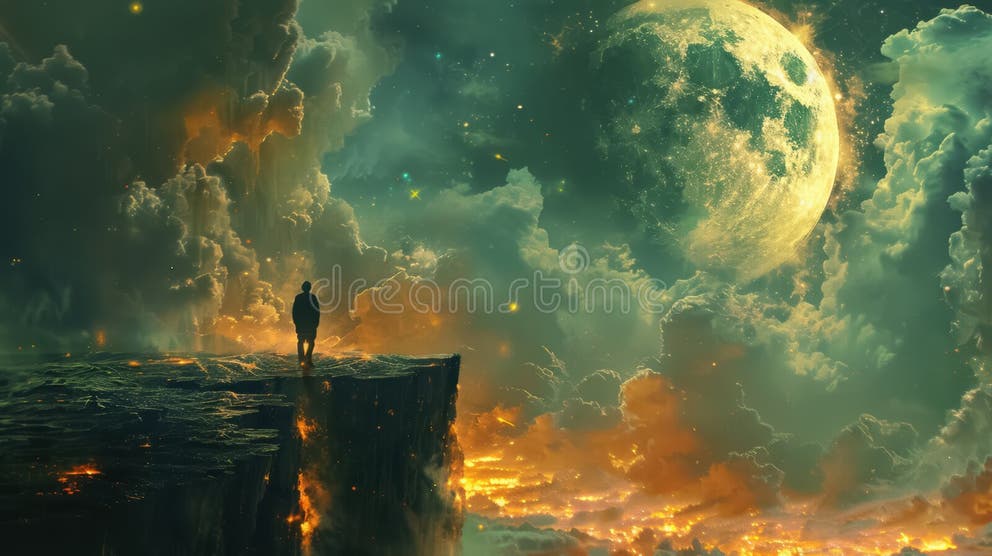 Dreamlike Landscape with Floating Objects and Distorted Perspective ...