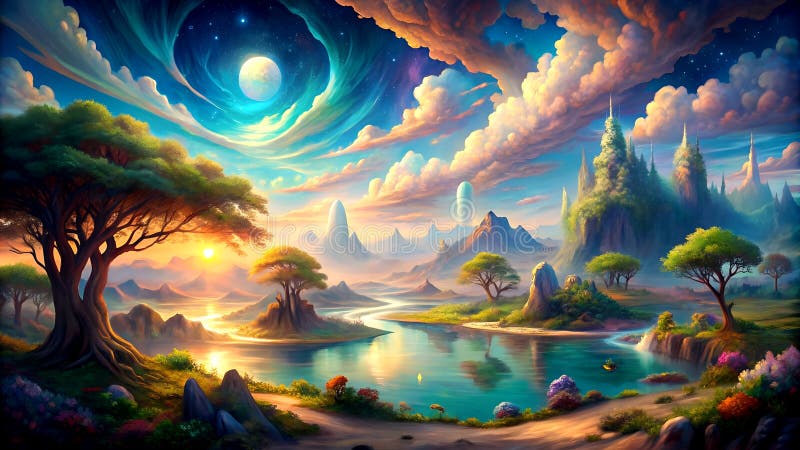 A Dreamlike Landscape with Surreal Elements and Shifting Perspectives ...