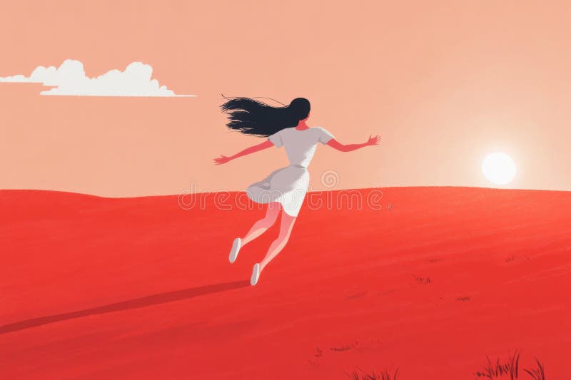 Dreamlike Minimalistic Anime Scene of a Character Running Towards the ...