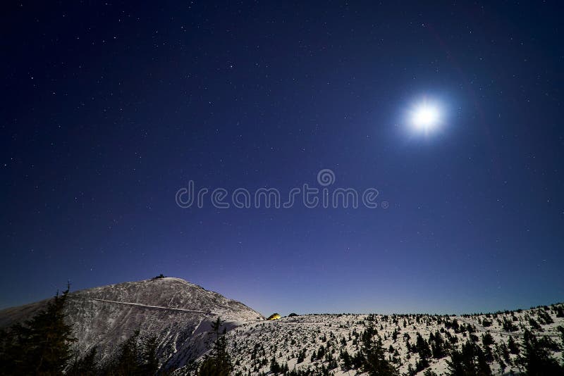 Dreamlike Mountain Scene Under the Moon, Stunning Landscape. Magical ...