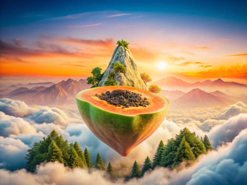 Panorama Floating Papaya Stock Illustrations – 1 Panorama Floating ...