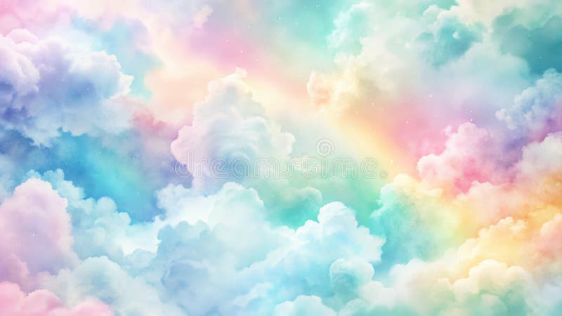 Dreamlike Pastel Cloudscape with Subtle Rainbow Hues and Sparkling ...