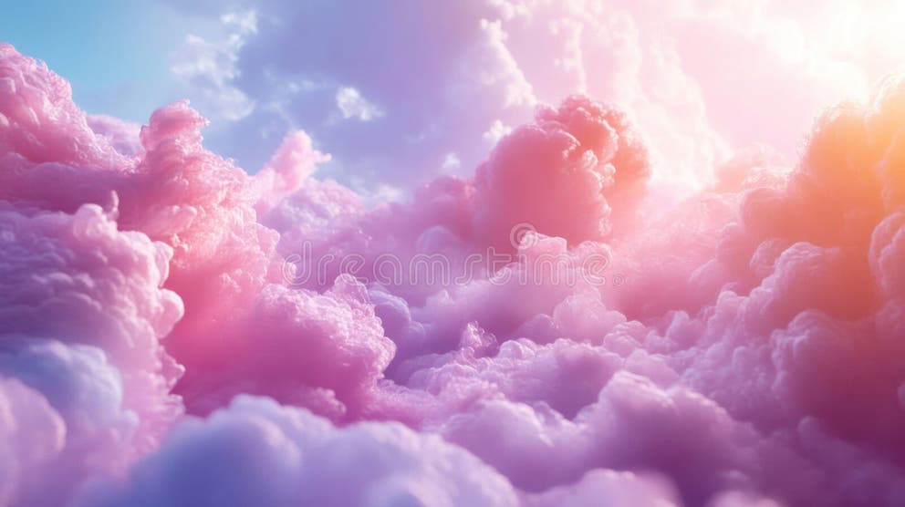 Dreamlike Pink and Purple Cloudscape Illuminated by Sunlight Stock ...