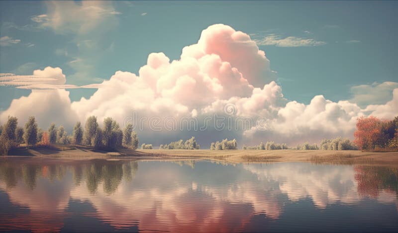 Dreamlike Pond Scene AI Generated Stock Illustration - Illustration of ...