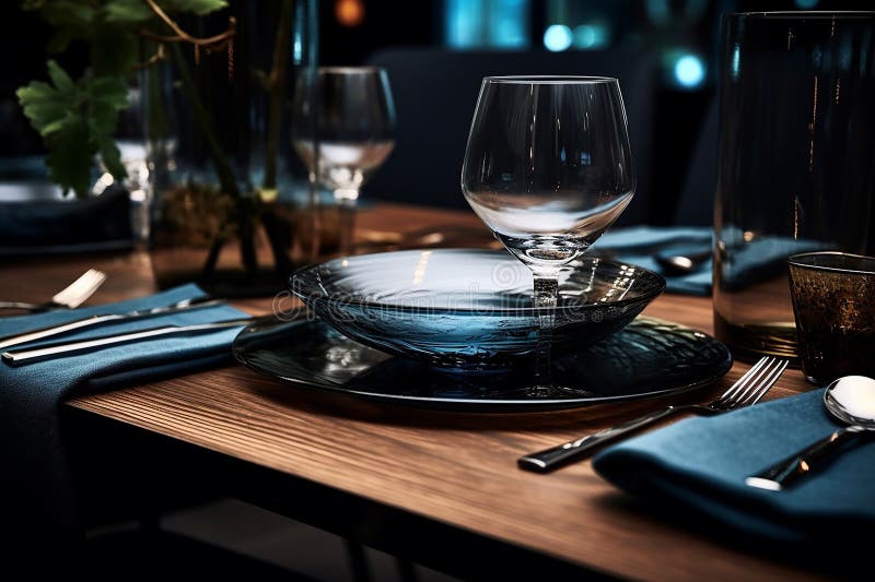 Dreamlike Scandinavian Restaurant Setting in Dark Beige and Light Azure ...