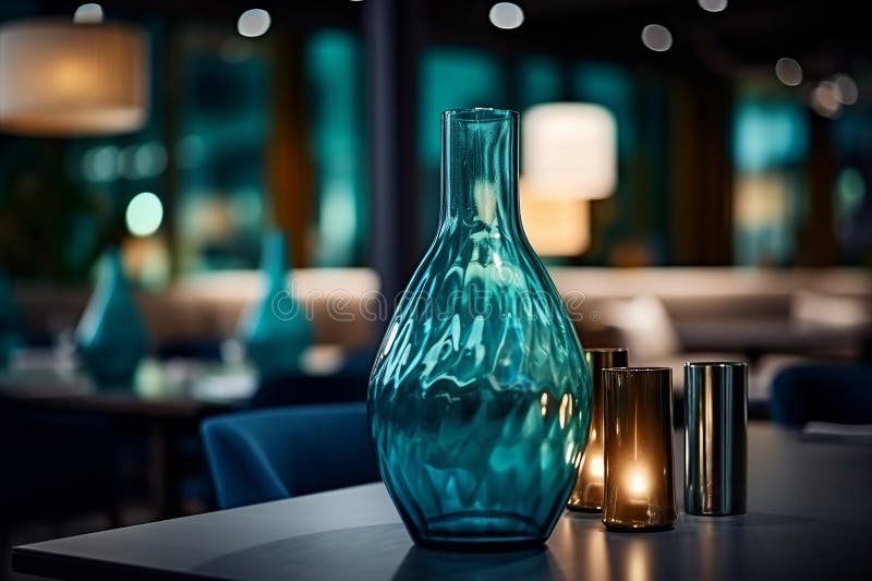Dreamlike Scandinavian Restaurant Setting in Dark Beige and Light Azure ...